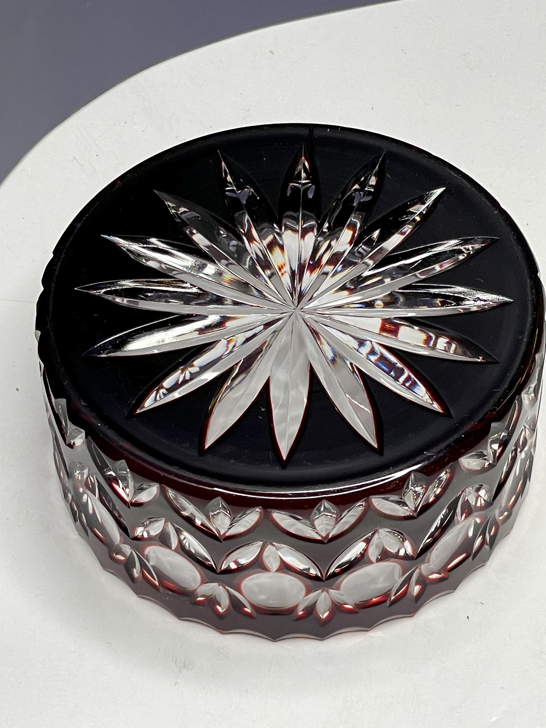 Dark Ruby Red Maybe Bohemian Style. Cut to Clear Crystal Bowl/candy ...