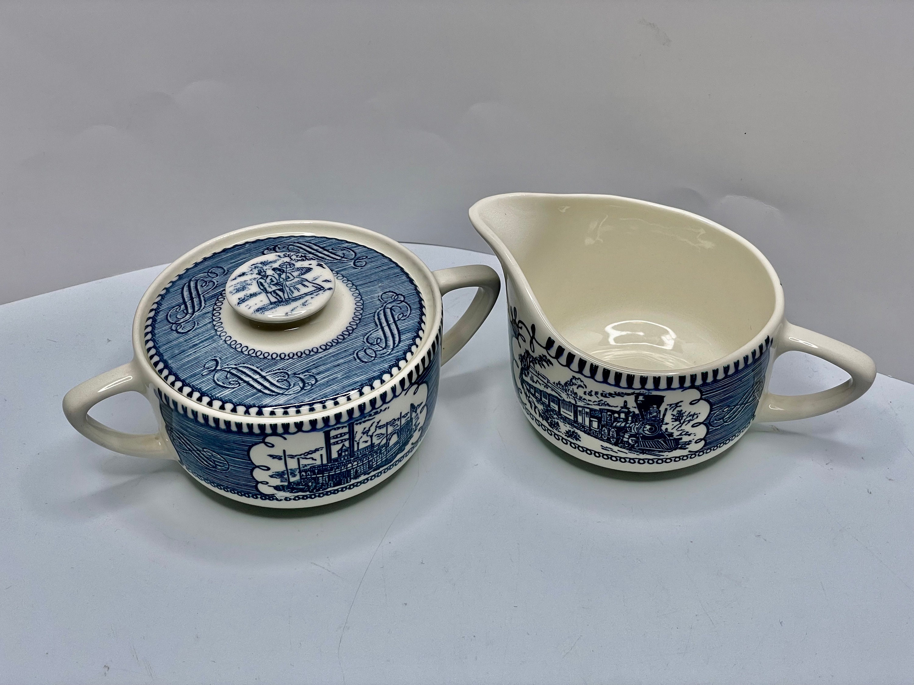 Royal China - Currier and Ives Pattern Creamer and Sugar Bowl, 1950's ...