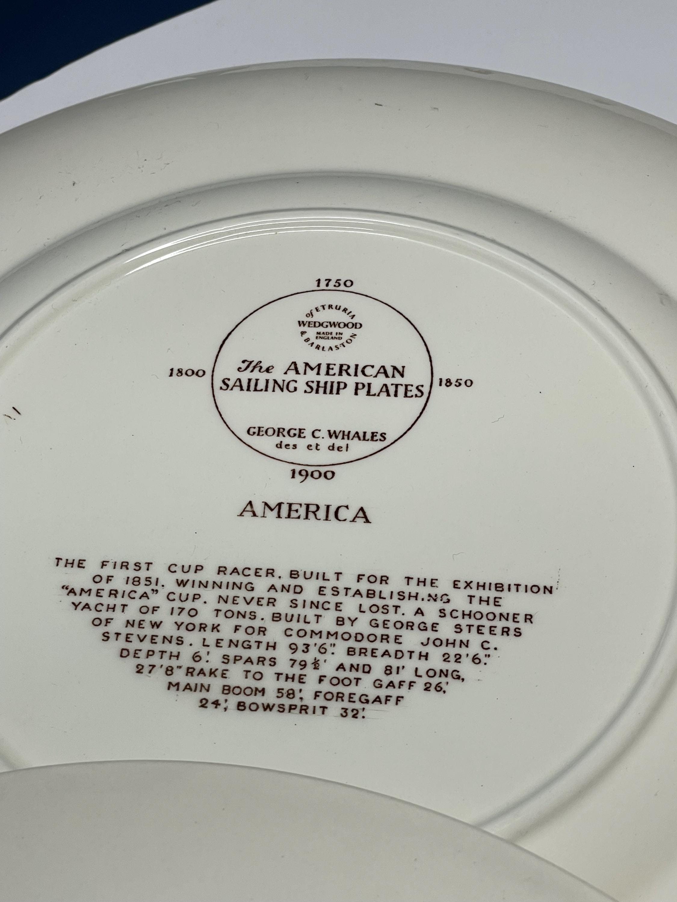 Wedgwood Collectible the American Sailing Ship Plates Decorative UNION ...