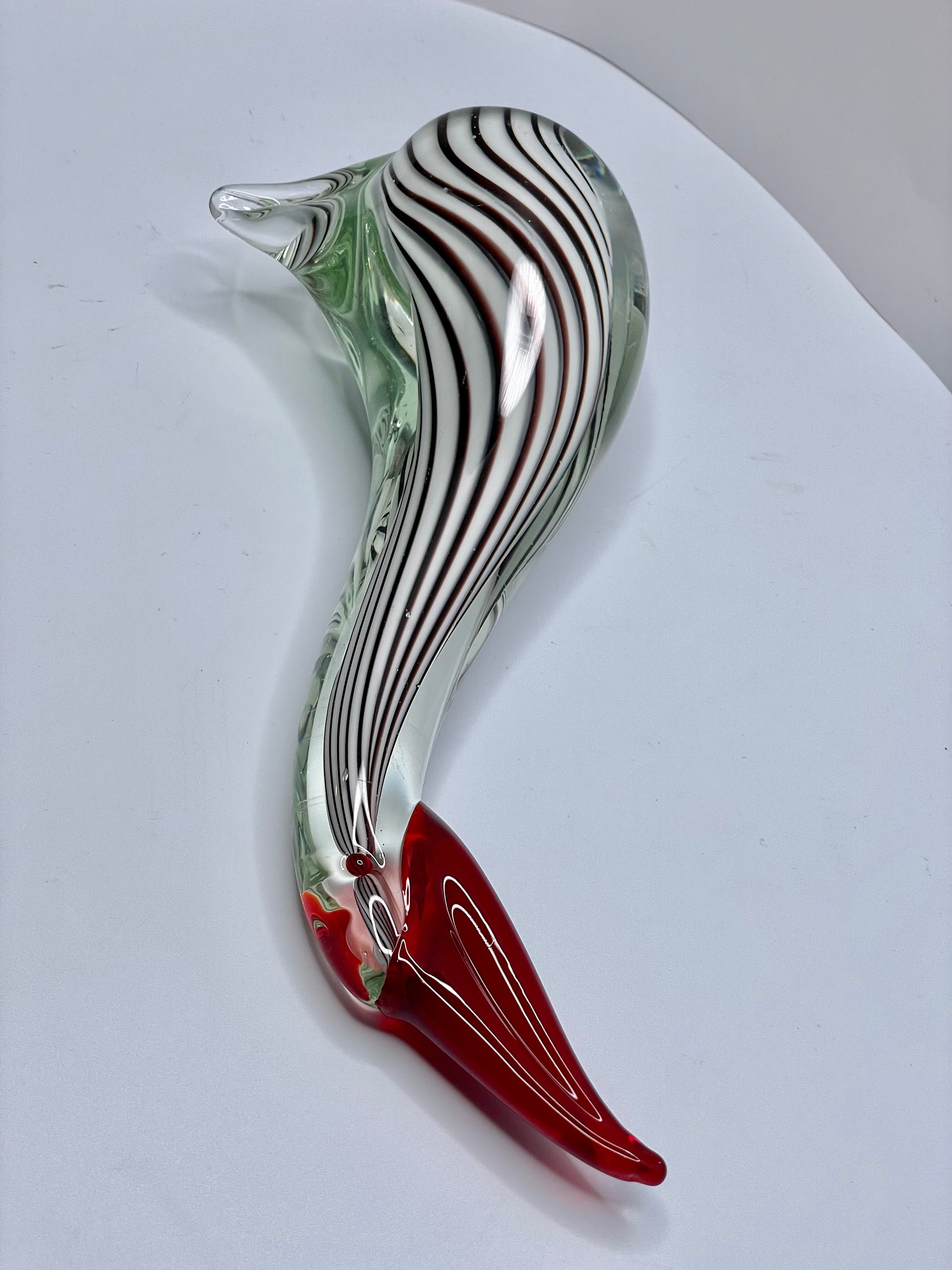 Murano Style Blown Glass Toucan, Black and White Striped Body Covered ...