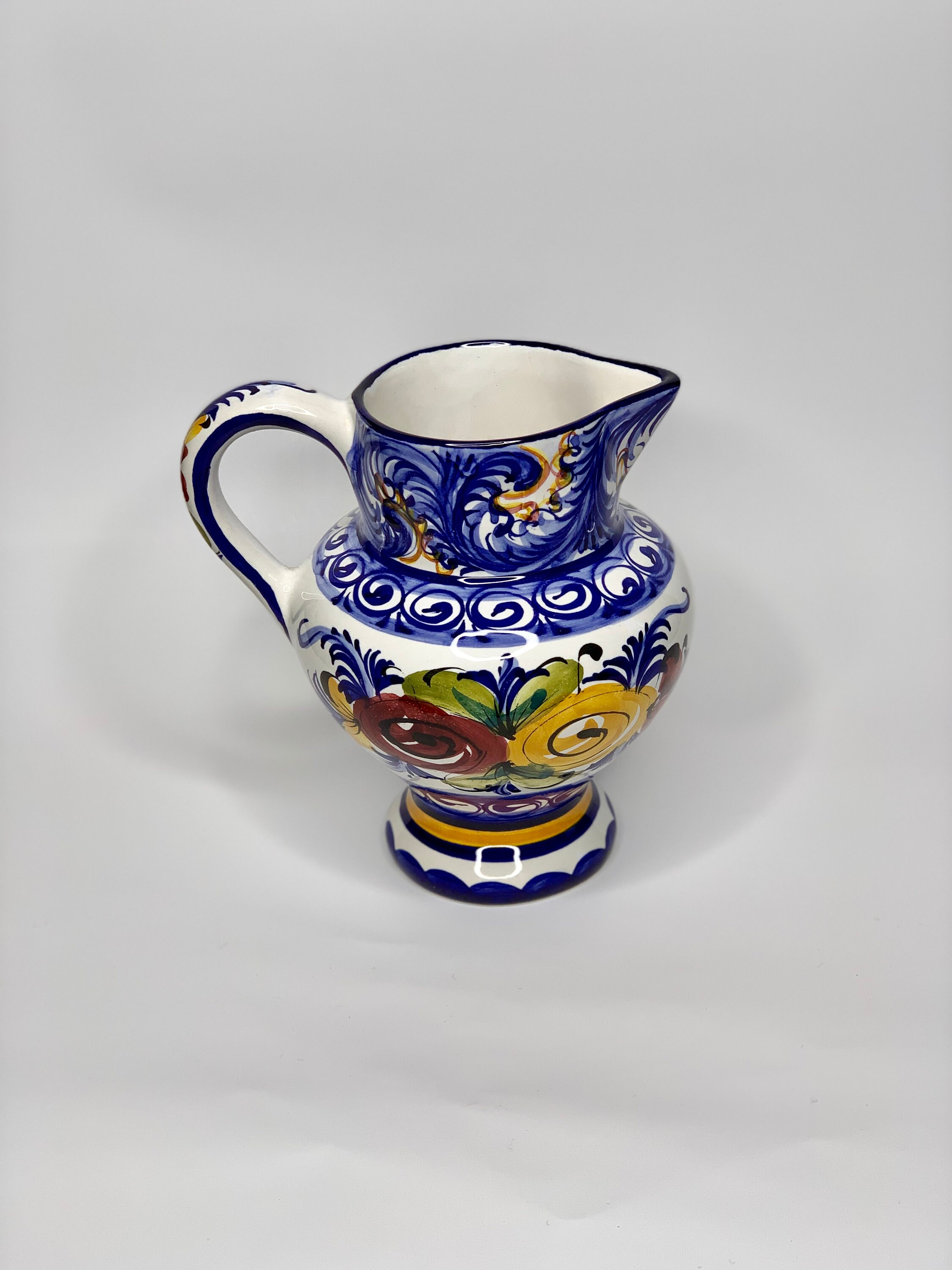 Hand Painted Blue Floral Pitcher Made in Portugal. - Etsy