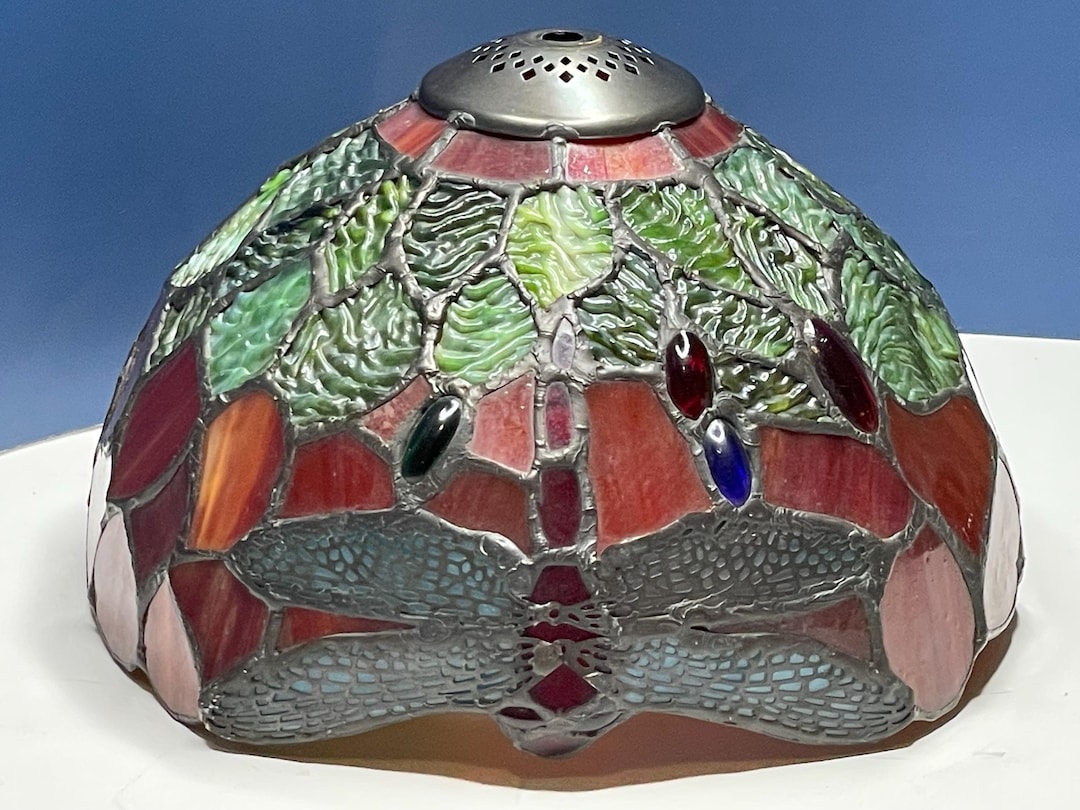 Dale TIFFANY Signed Stain Glass Dragonfly Lamp Shade. 9". - Etsy