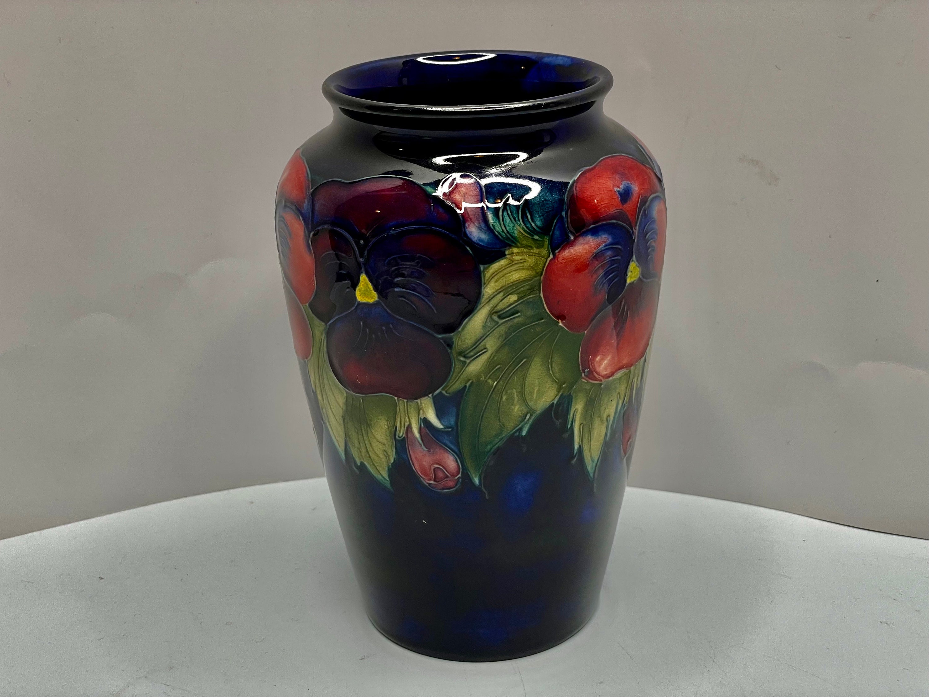 1930's William Moorcroft Poppy Pattern. Vivid Blue Vase. Made in ...