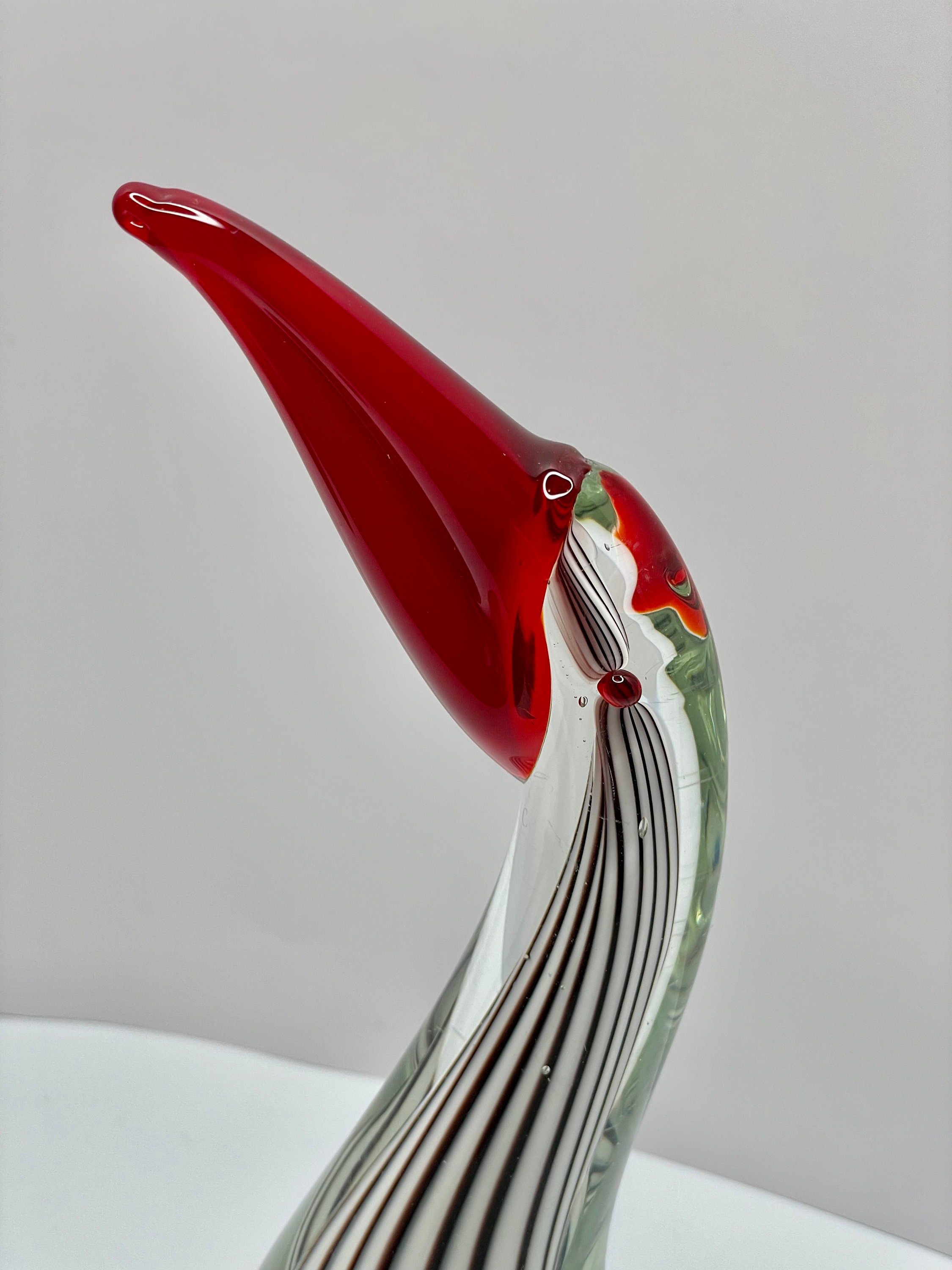 Murano Style Blown Glass Toucan, Black and White Striped Body Covered ...