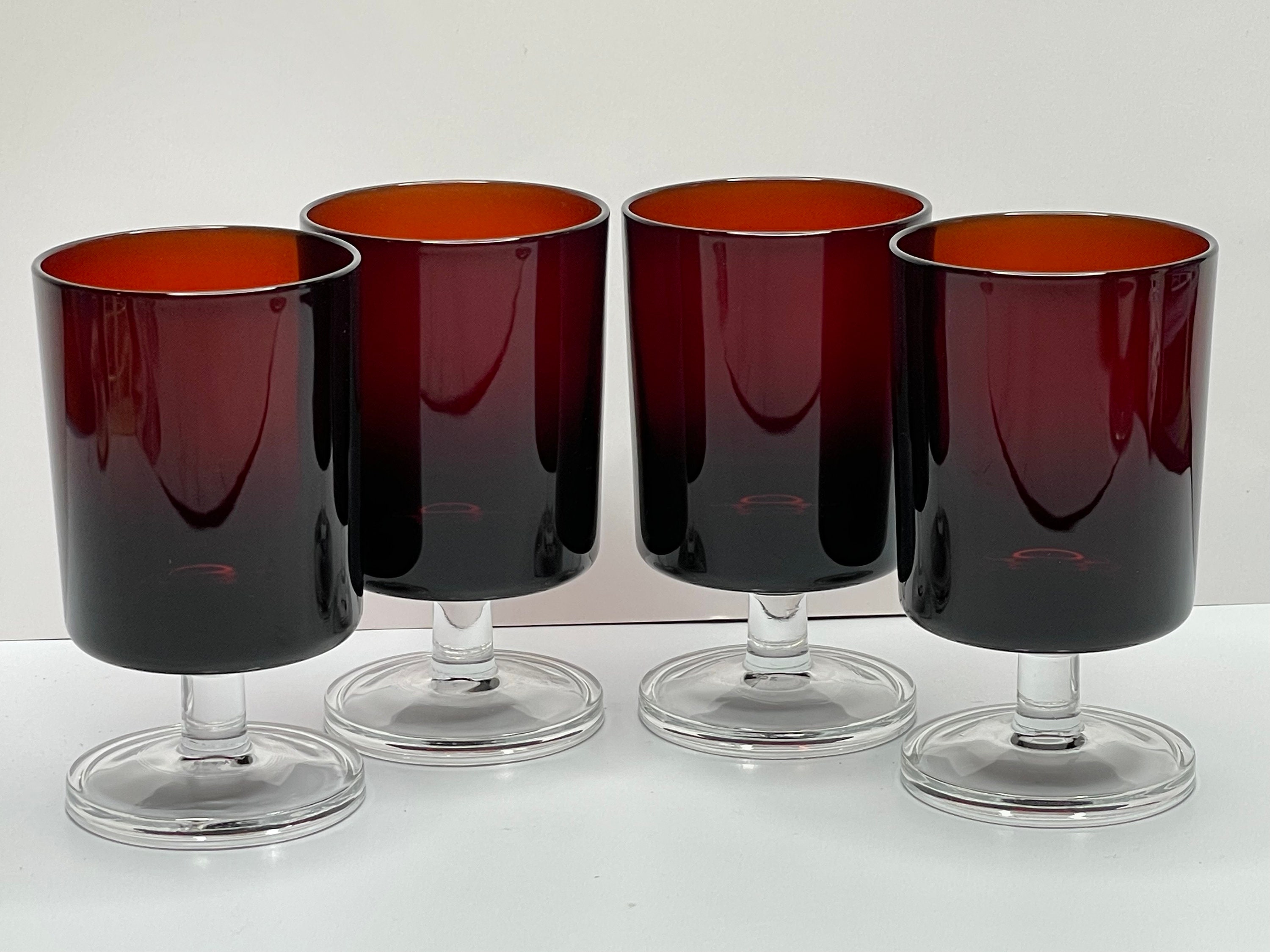 Luminarc Verrerie D'arques France Red Pedestal Goblet Wine/cocktail ...