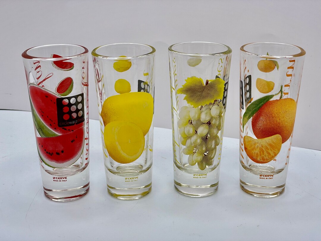Circle Ware Design Double Shot Glasses, Different Fruits Pattern. Made ...
