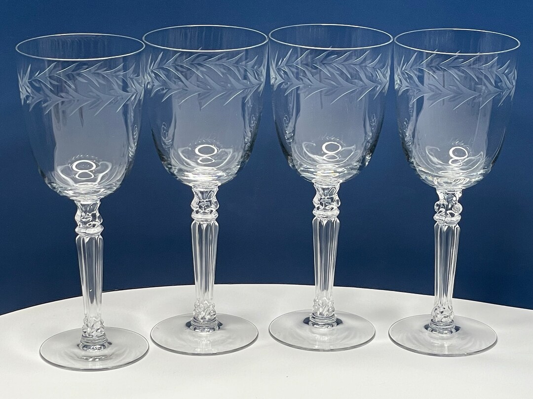 Fostoria Mountain Vernon Goblets, Etched Holly Design, Set of 4 - Etsy