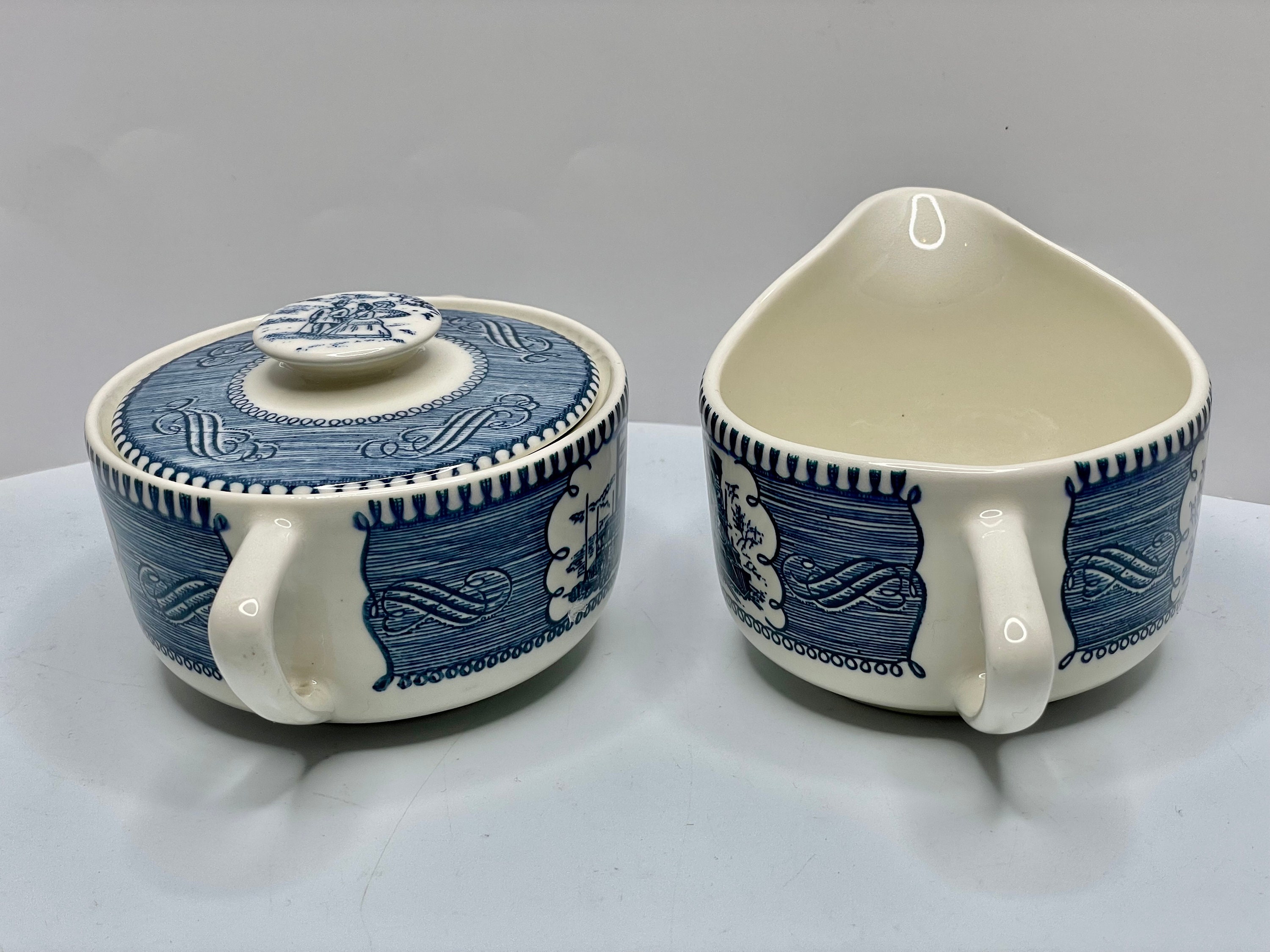 Royal China - Currier and Ives Pattern Creamer and Sugar Bowl, 1950's ...