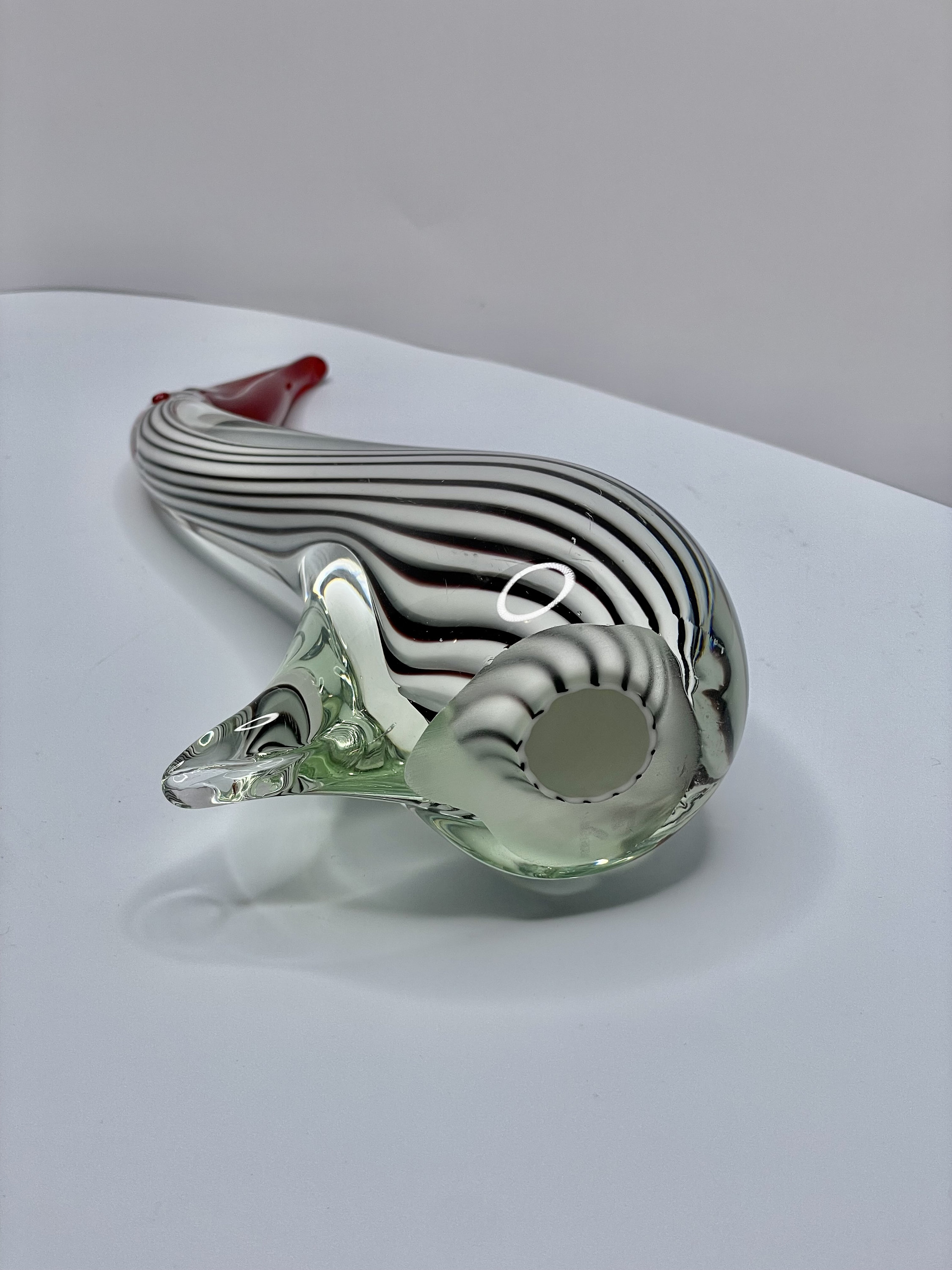 Murano Style Blown Glass Toucan, Black and White Striped Body Covered ...