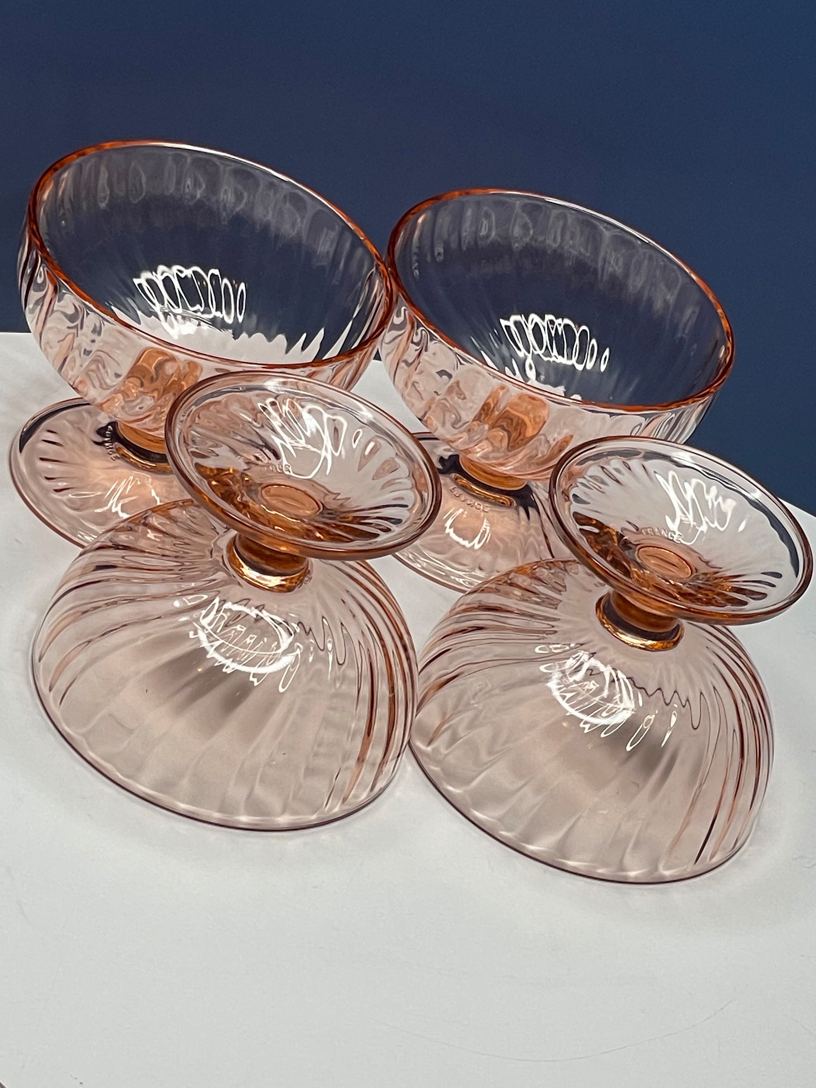 ARCOROC Rosaline Swirl Pink Glass Bowls. Made in France. Set of 4. - Etsy