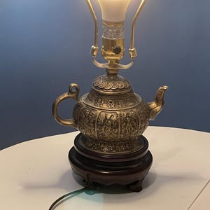 Chinese Petite Brass Teapot Table Top Lamp Antique Qing Dynasty. - Etsy
