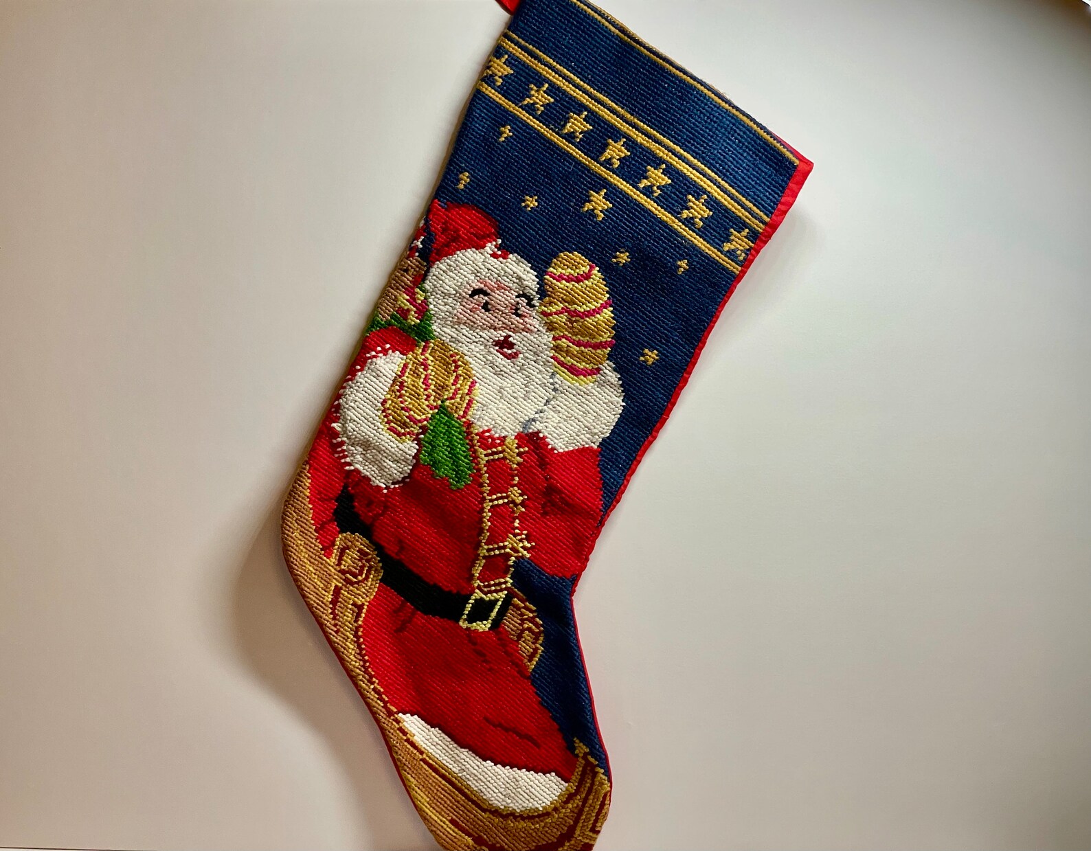 Needlepoint Christmas Stocking. Santa on Sleigh Ride 18" - Etsy