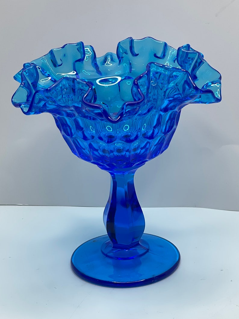 Fenton Vintage Colonial Pressed Glass, Cobalt Blue Thumbprint With ...