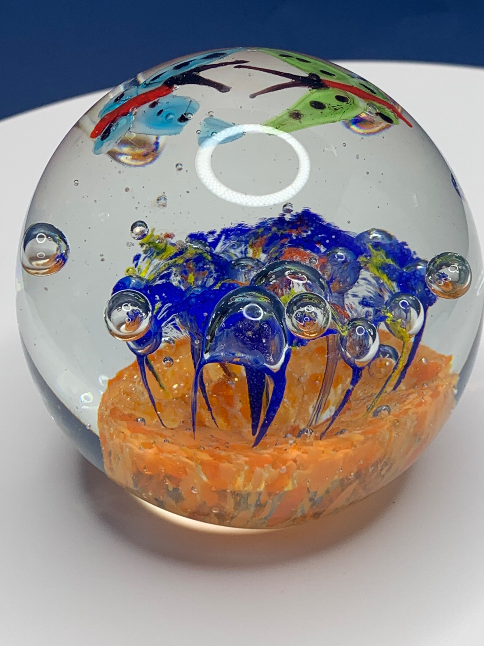 Glass Art Studio Paperweight With Flower and Butterflies - Etsy