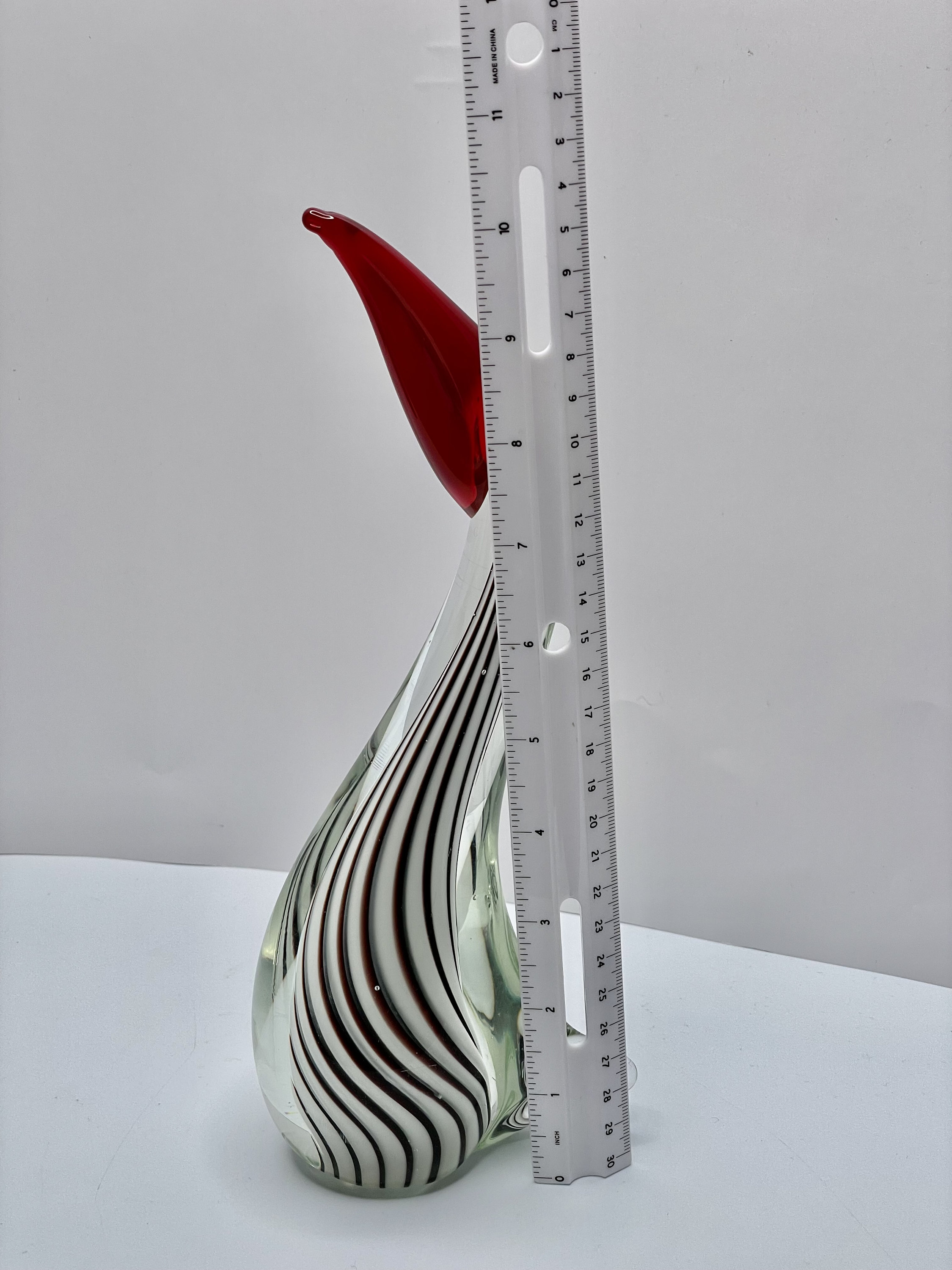 Murano Style Blown Glass Toucan, Black and White Striped Body Covered ...