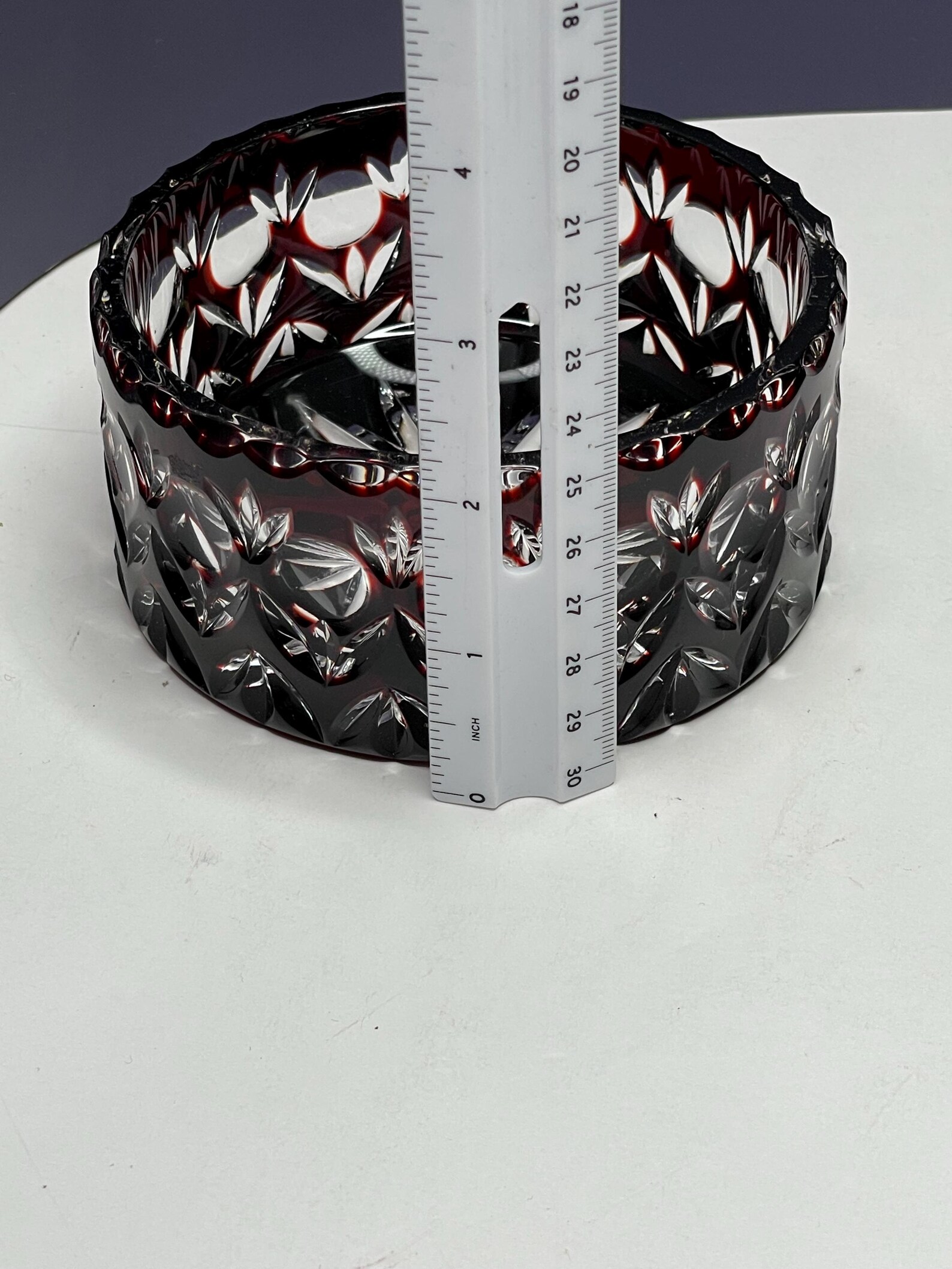 Dark Ruby Red Maybe Bohemian Style. Cut to Clear Crystal Bowl/candy ...
