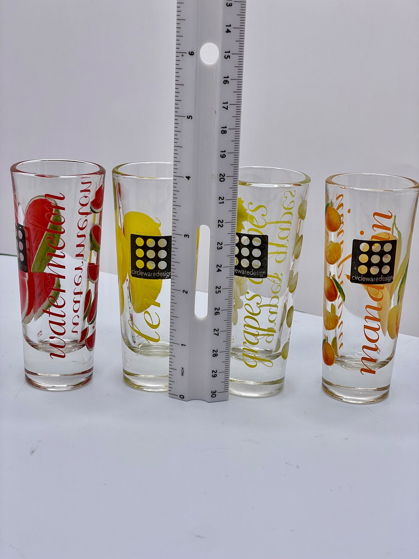 Circle Ware Design Double Shot Glasses, Different Fruits Pattern. Made ...