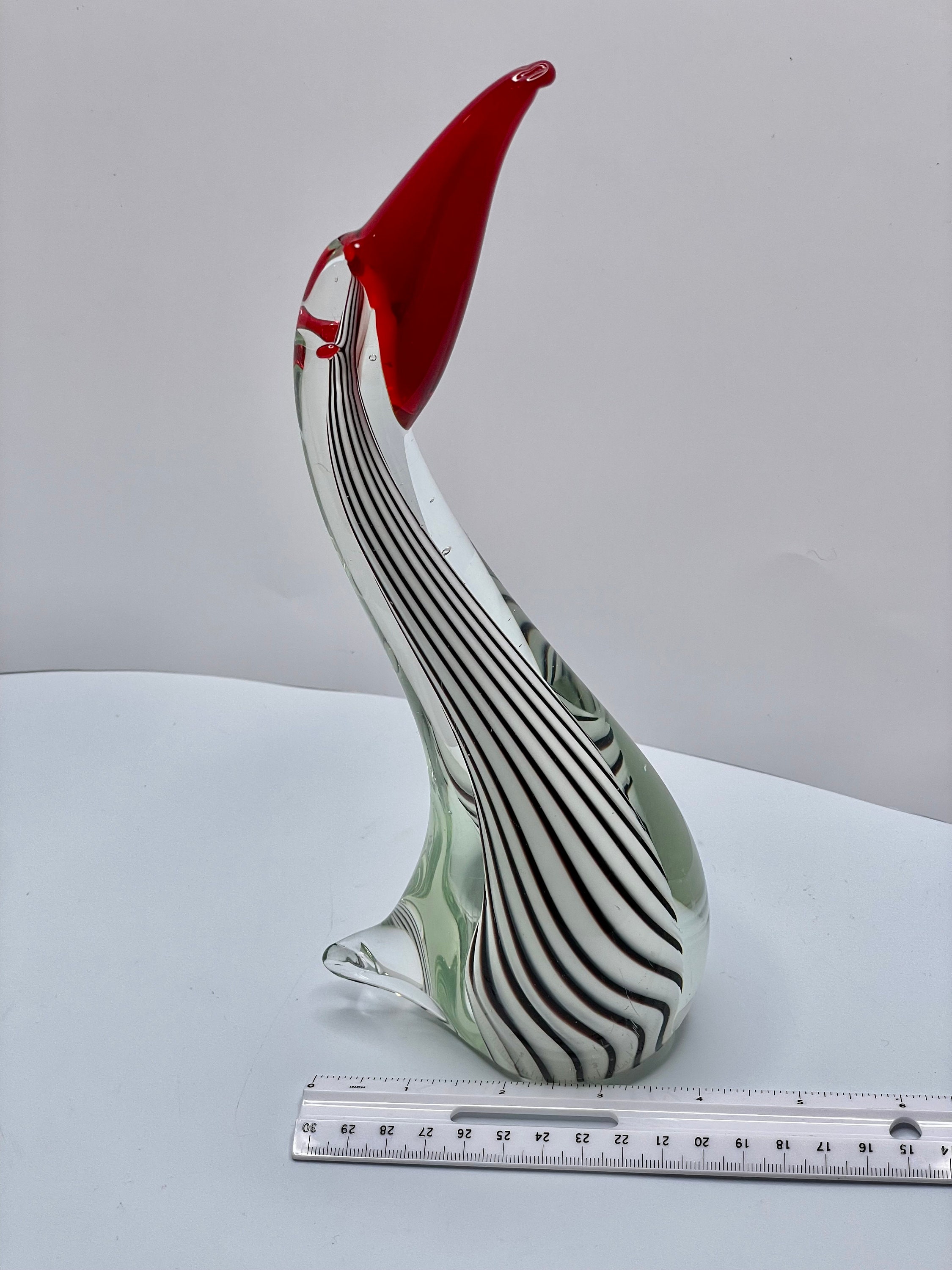 Murano Style Blown Glass Toucan, Black and White Striped Body Covered ...