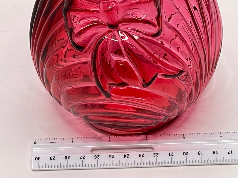 Fenton Country Cranberry Red Caprice Bow Drape Vase Crimp Top Edge - Etsy