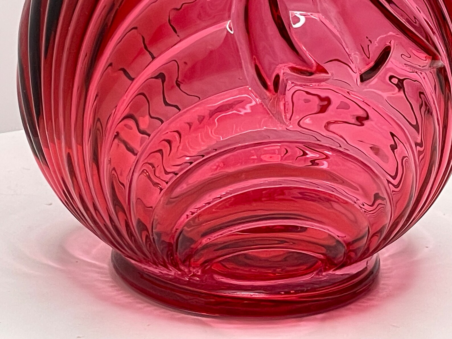 Fenton Country Cranberry Red Caprice Bow Drape Vase Crimp Top Edge - Etsy