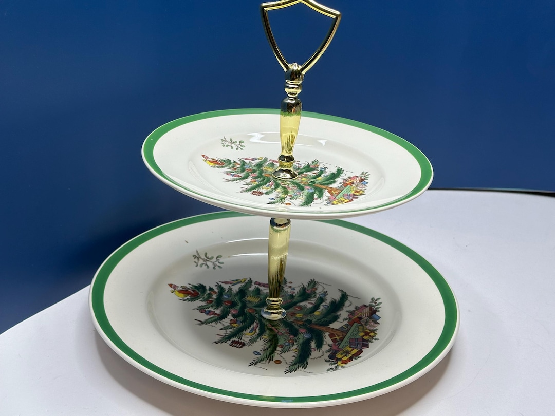 Spode Two Tier Christmas Tree Cake Stand - Etsy