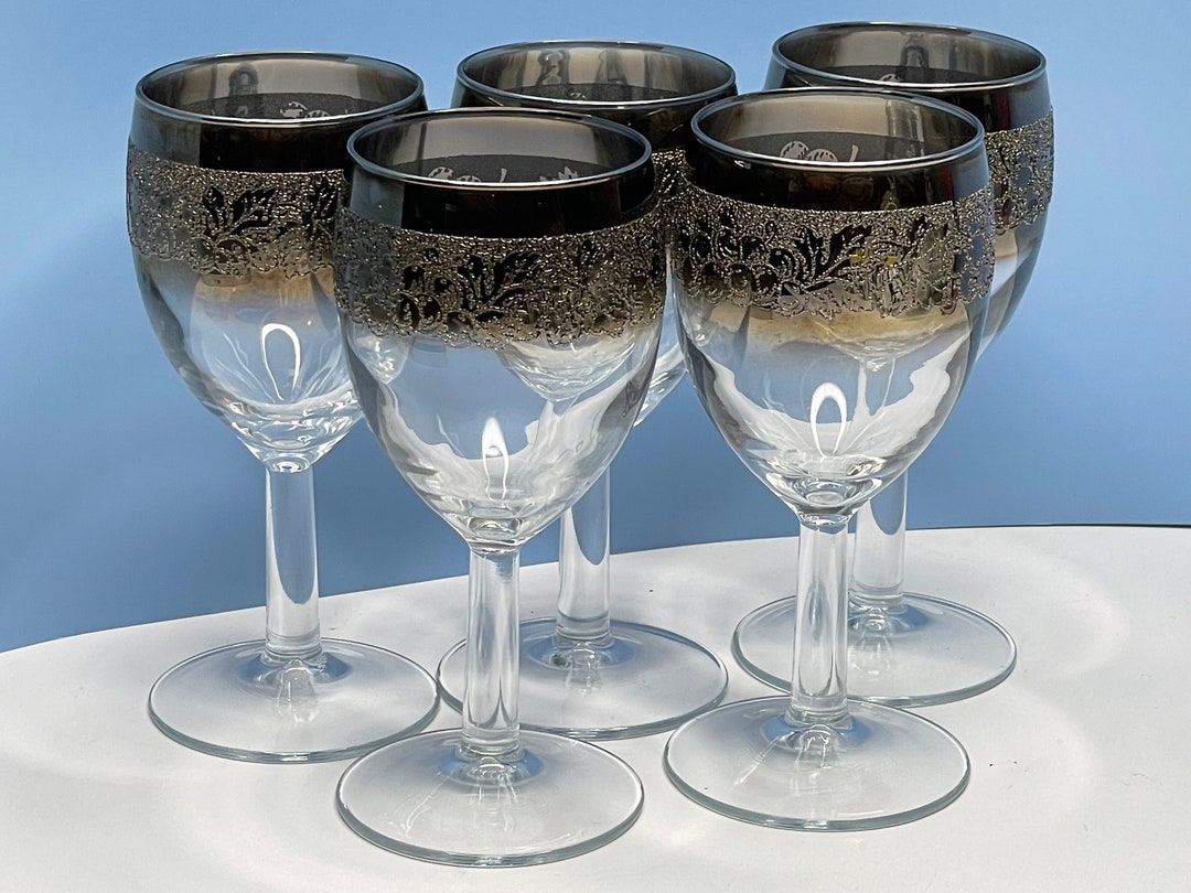 Fade Ombre Grape and Vine Etched Wine/cordial Glasses. MCM. Made in ...