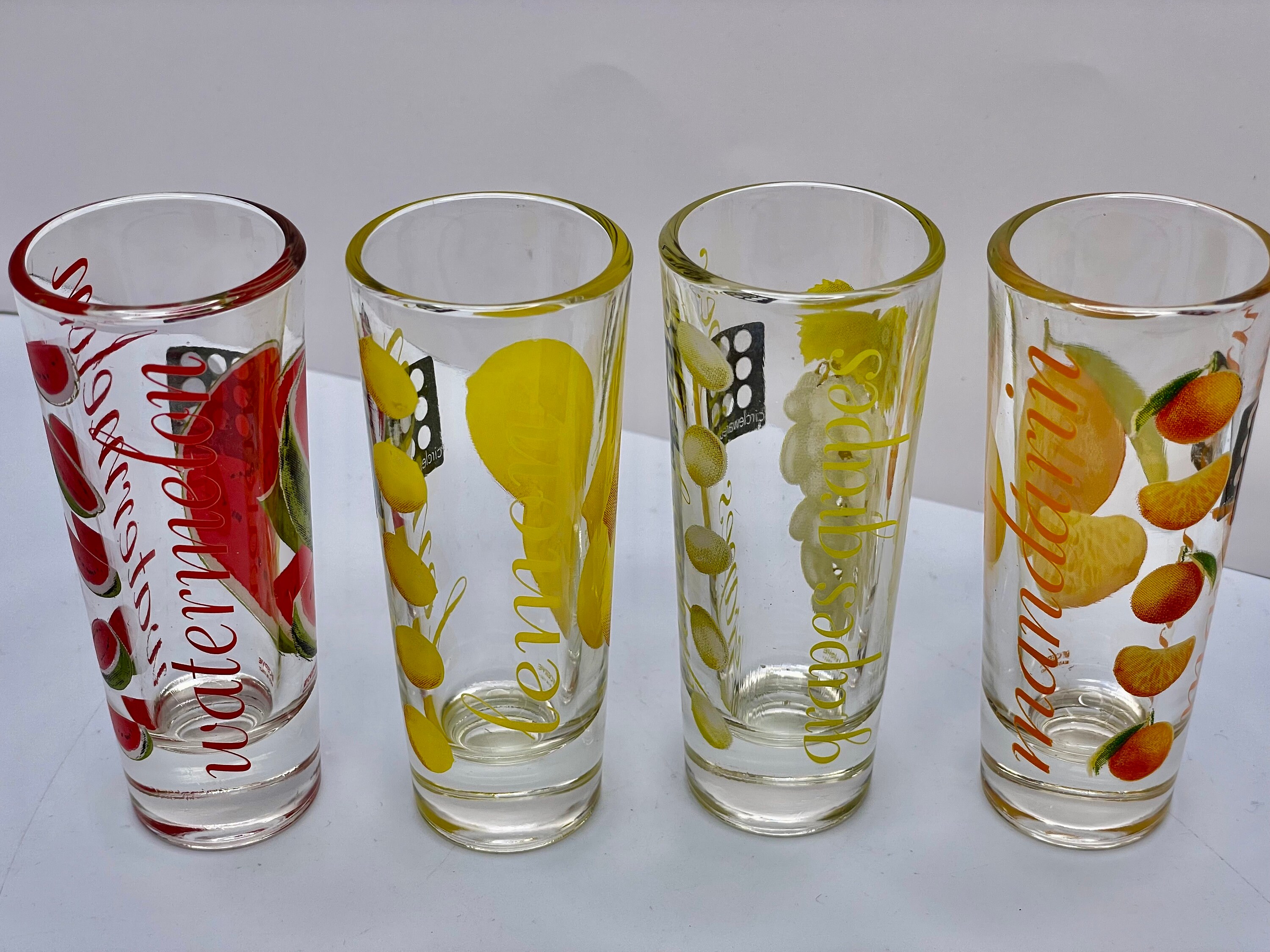 Circle Ware Design Double Shot Glasses, Different Fruits Pattern. Made ...