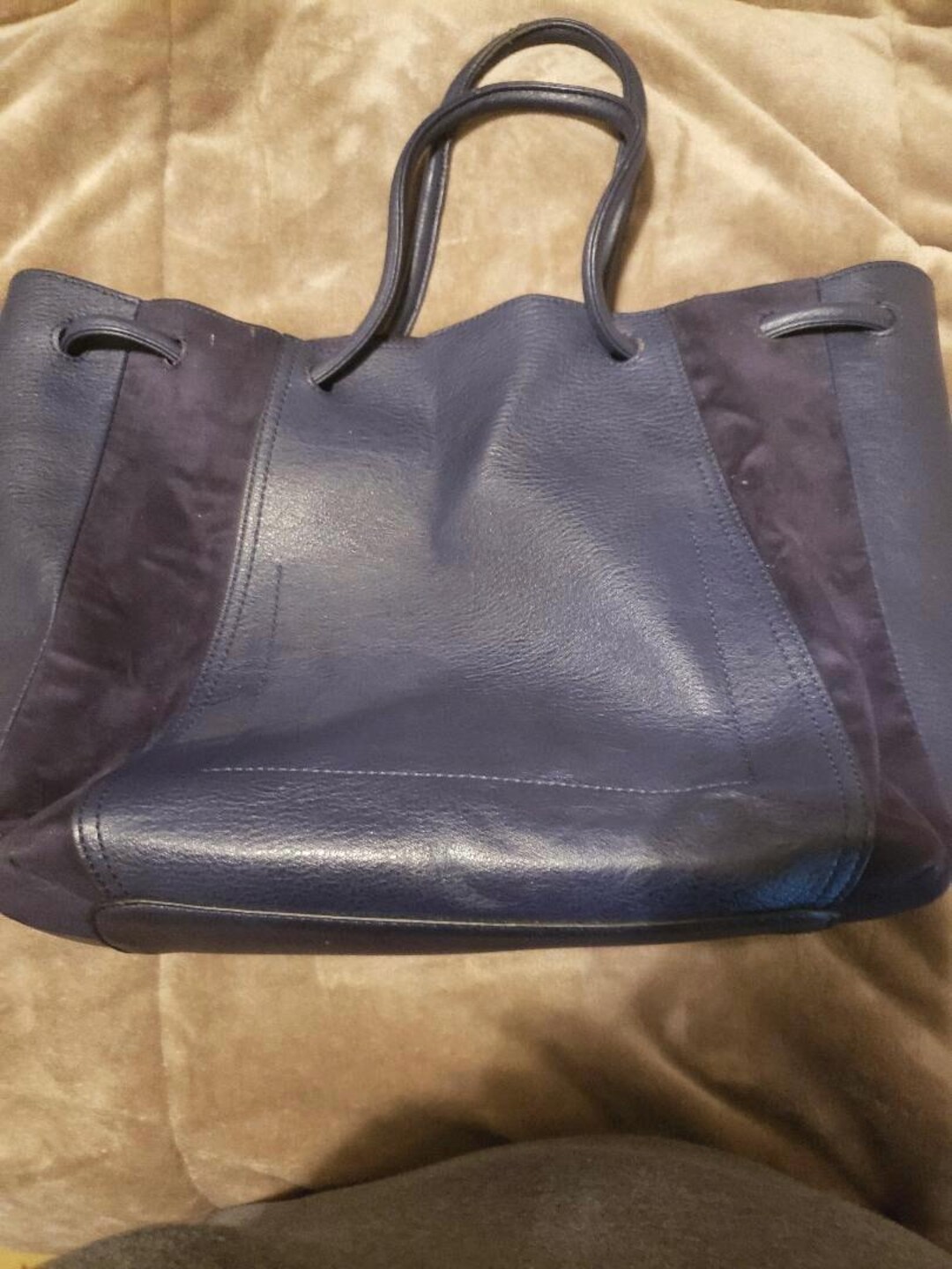LC Lauren Conrad Blue Suede and Pebble Faux Leather Bucket Handbag - Etsy