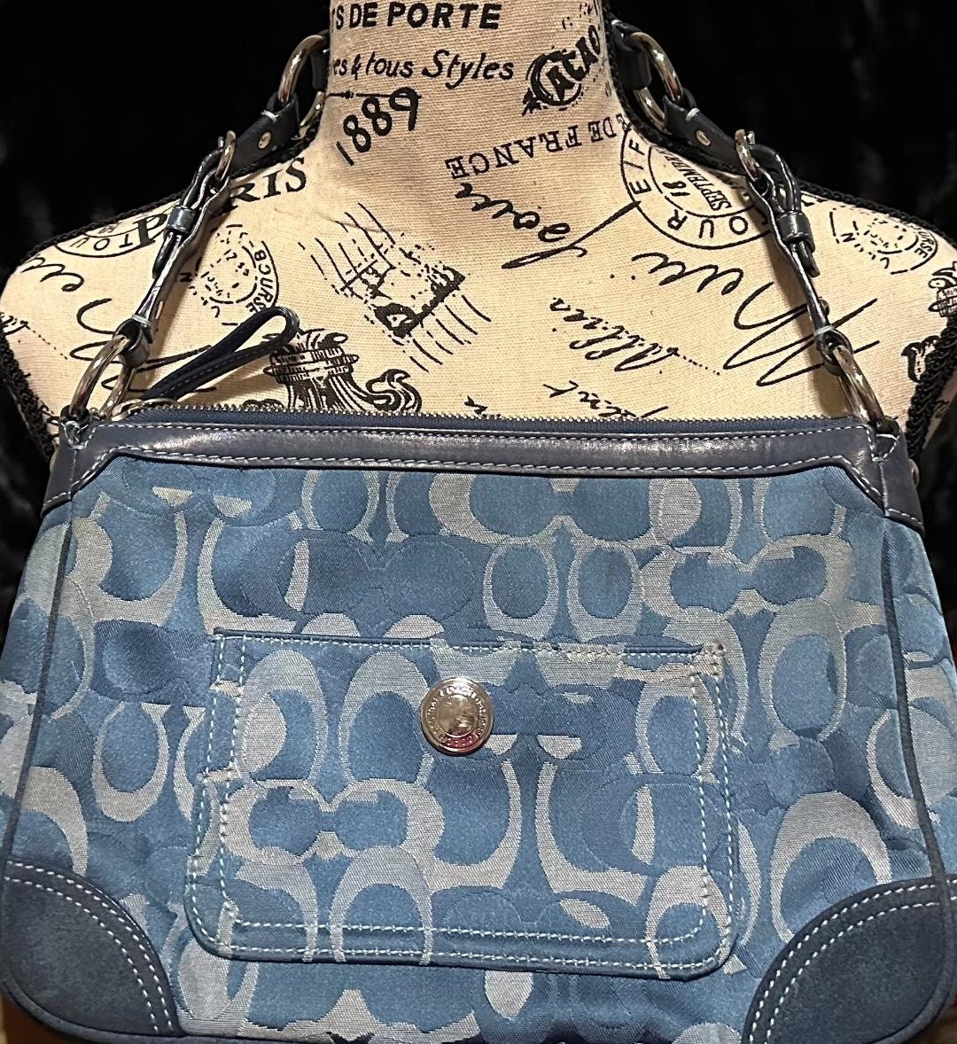 Coach Light Blue Canvas and Suede Leather Trim - Etsy