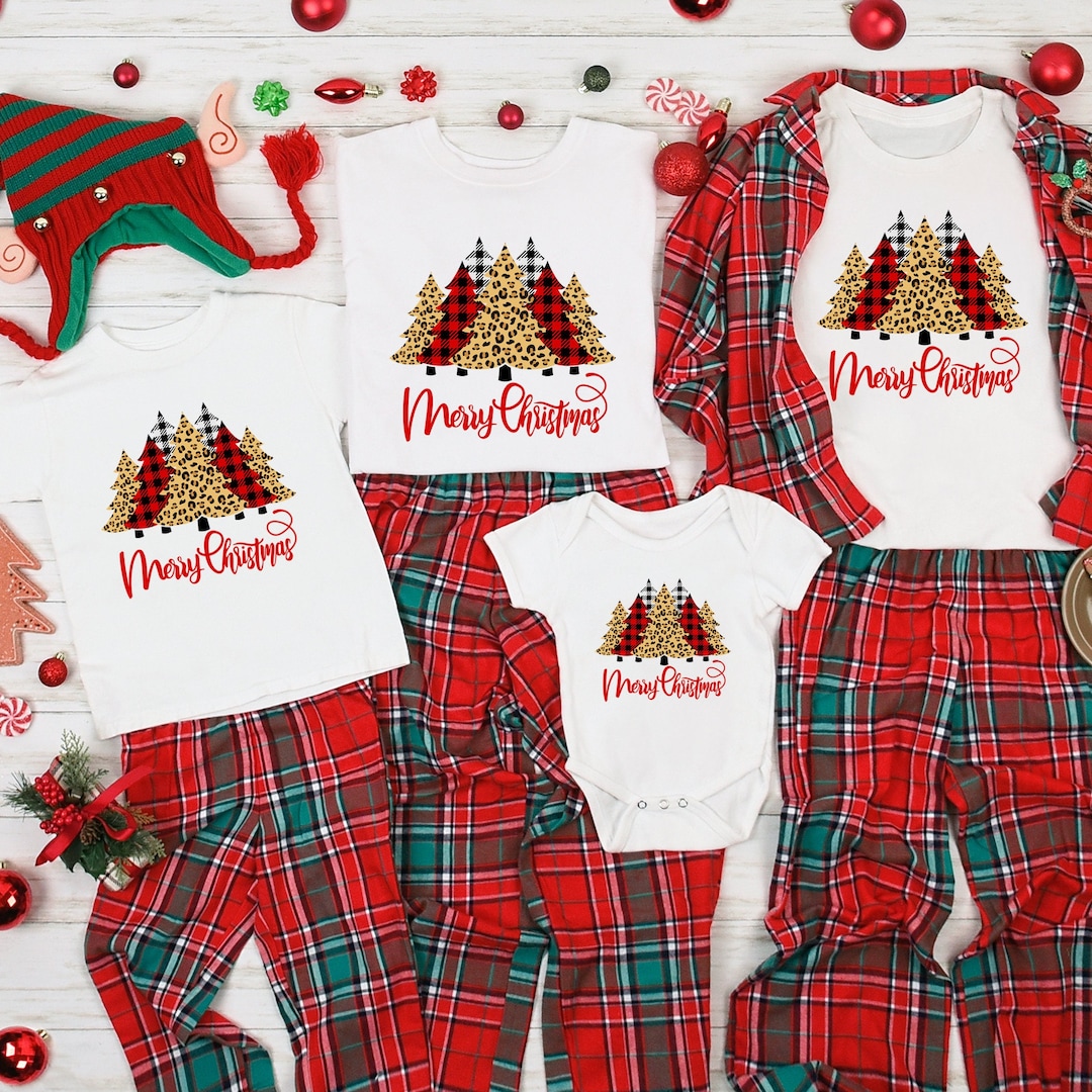 Merry Christmas Family Pajamas Christmas Tree T-shirt - Etsy