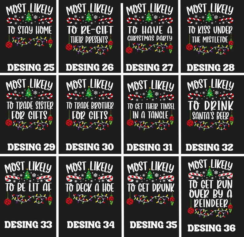 Most Likely to Christmas Shirt 48 Quotes Most Likely to - Etsy Most Likely to Christmas Shirt 48 Quotes Most Likely to - Etsy