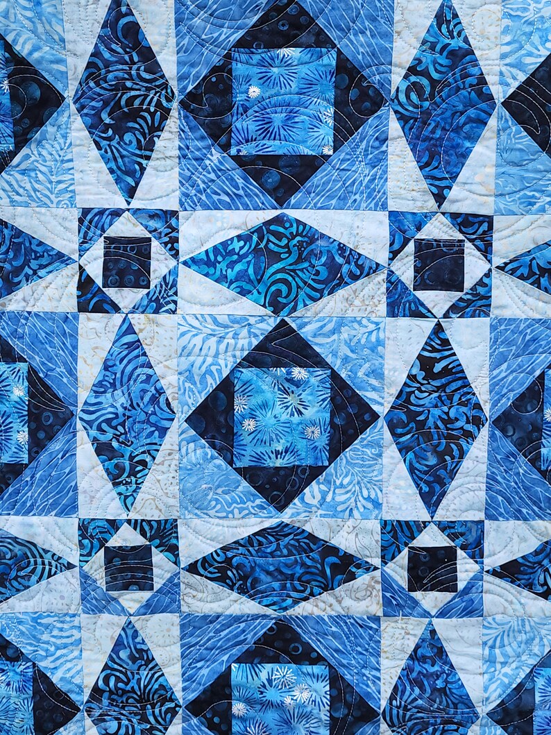 Storm at Sea Batik Blue Quilt by Comfycatquilts. Stunning Pattern With ...