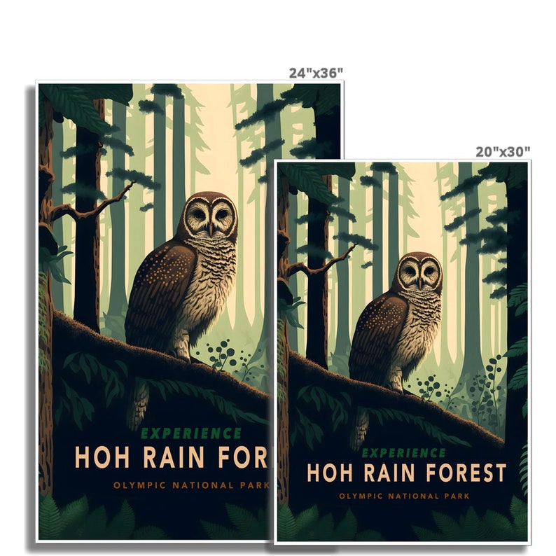 Hoh Rain Forest Olympic National Park Retro Travel Poster Wall Art - Etsy