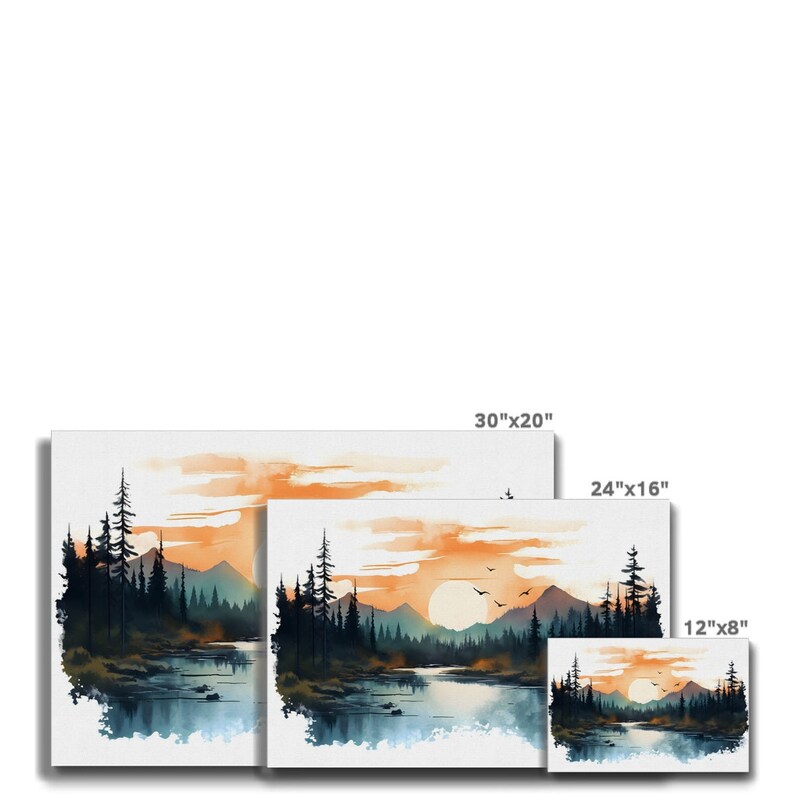 Sunset in Oregon Forest Wetlands: Captivating PNW Landscape Watercolor ...