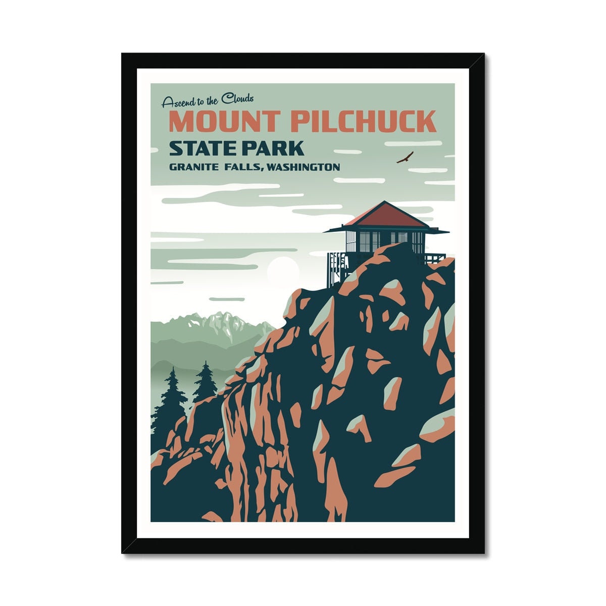Mount Pilchuck State Park Lookout Retro Inspiration Vintage Travel Art ...