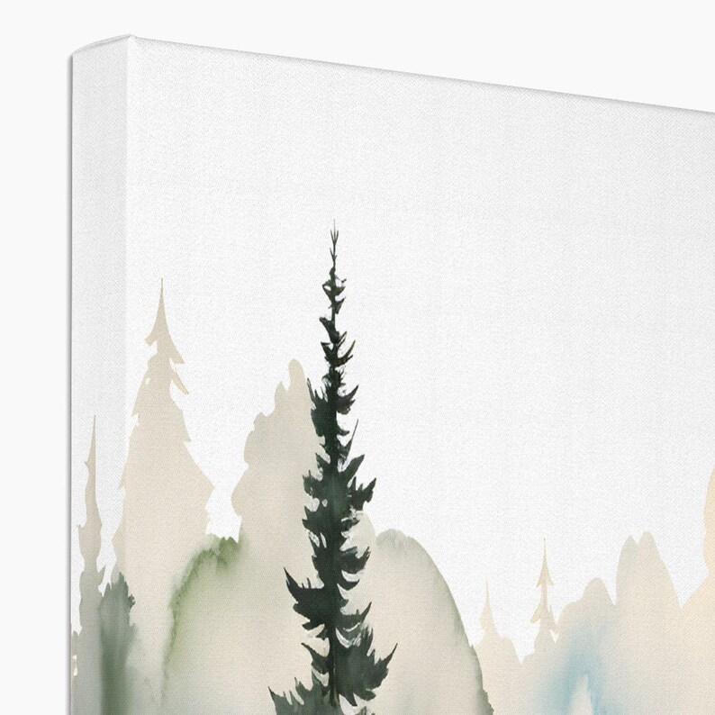 Misty Pacific Northwest Forest: Enigmatic Watercolor Landscape Wall Art ...