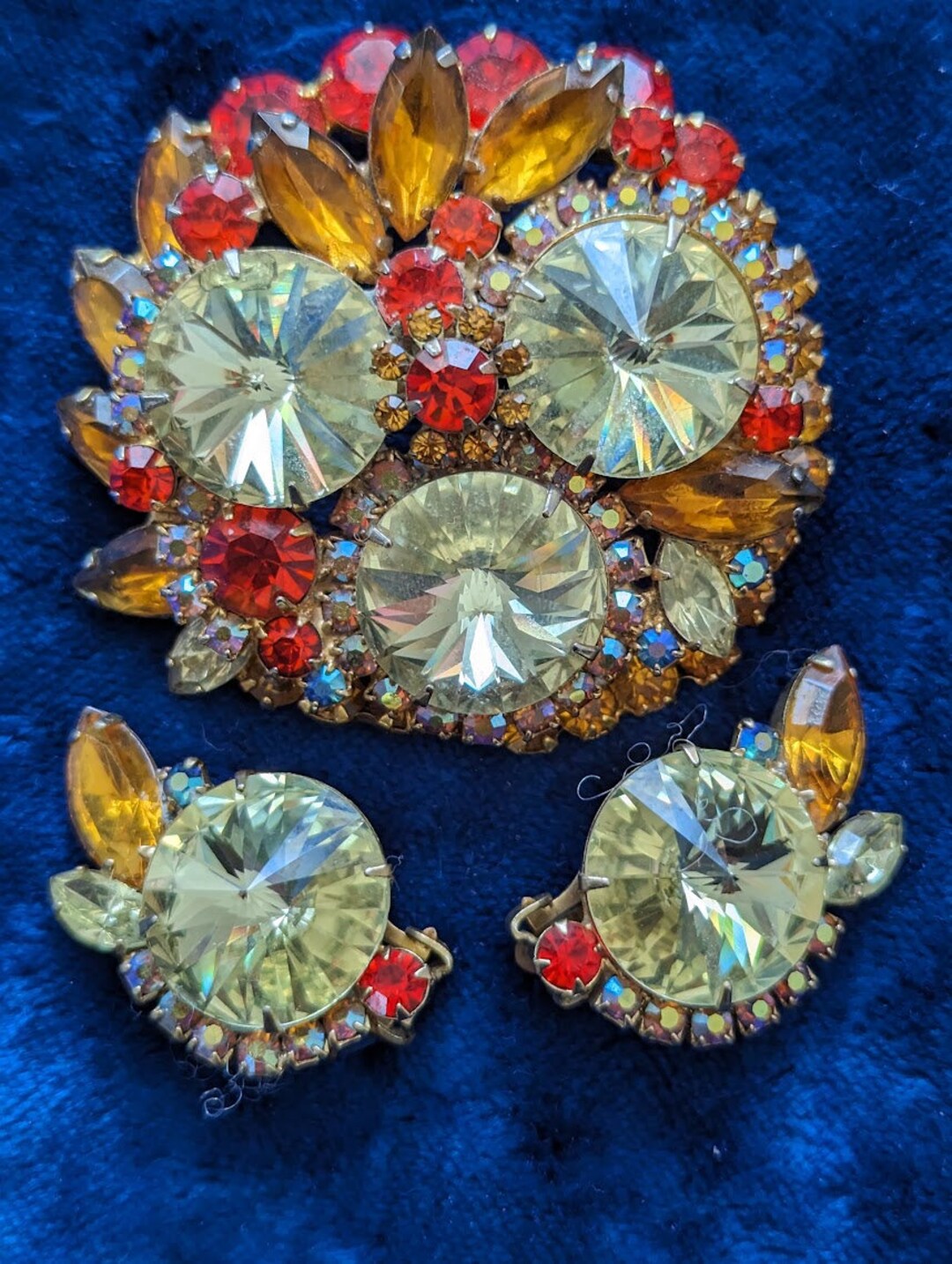 Verified Juliana Brooch and Matching Earrings Book Piece Citrus Color ...