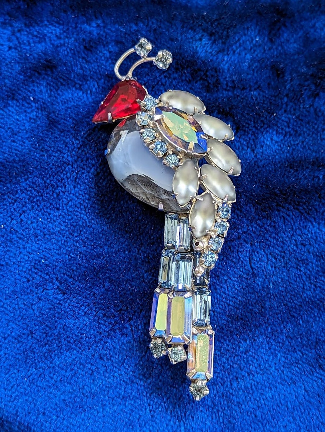 Juliana Peacock Brooch Large Blue Givre Stone Body - Etsy