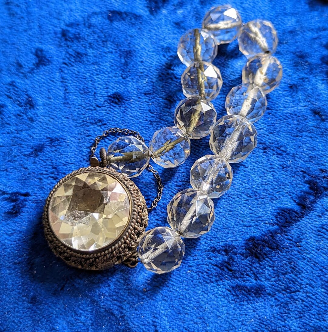 Vintage Crystal Bead Bracelet With Massive Rhinestone Clasp - Etsy