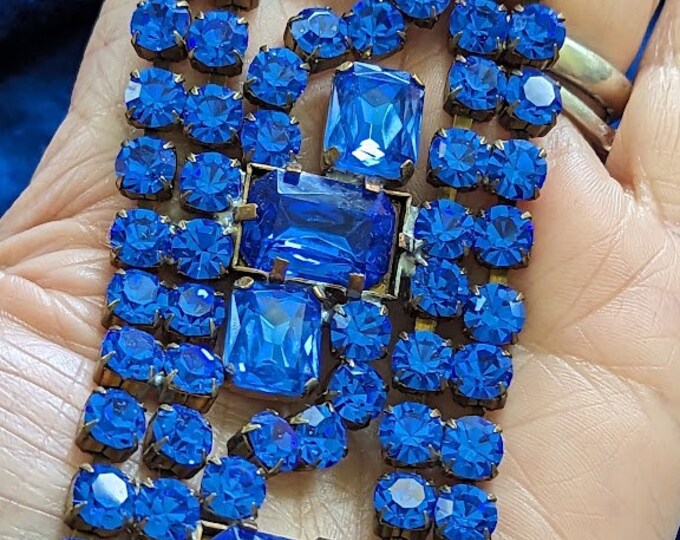Vintage Bijoux MG Stunning Vivid Blue Rhinestone Bracelet - Etsy