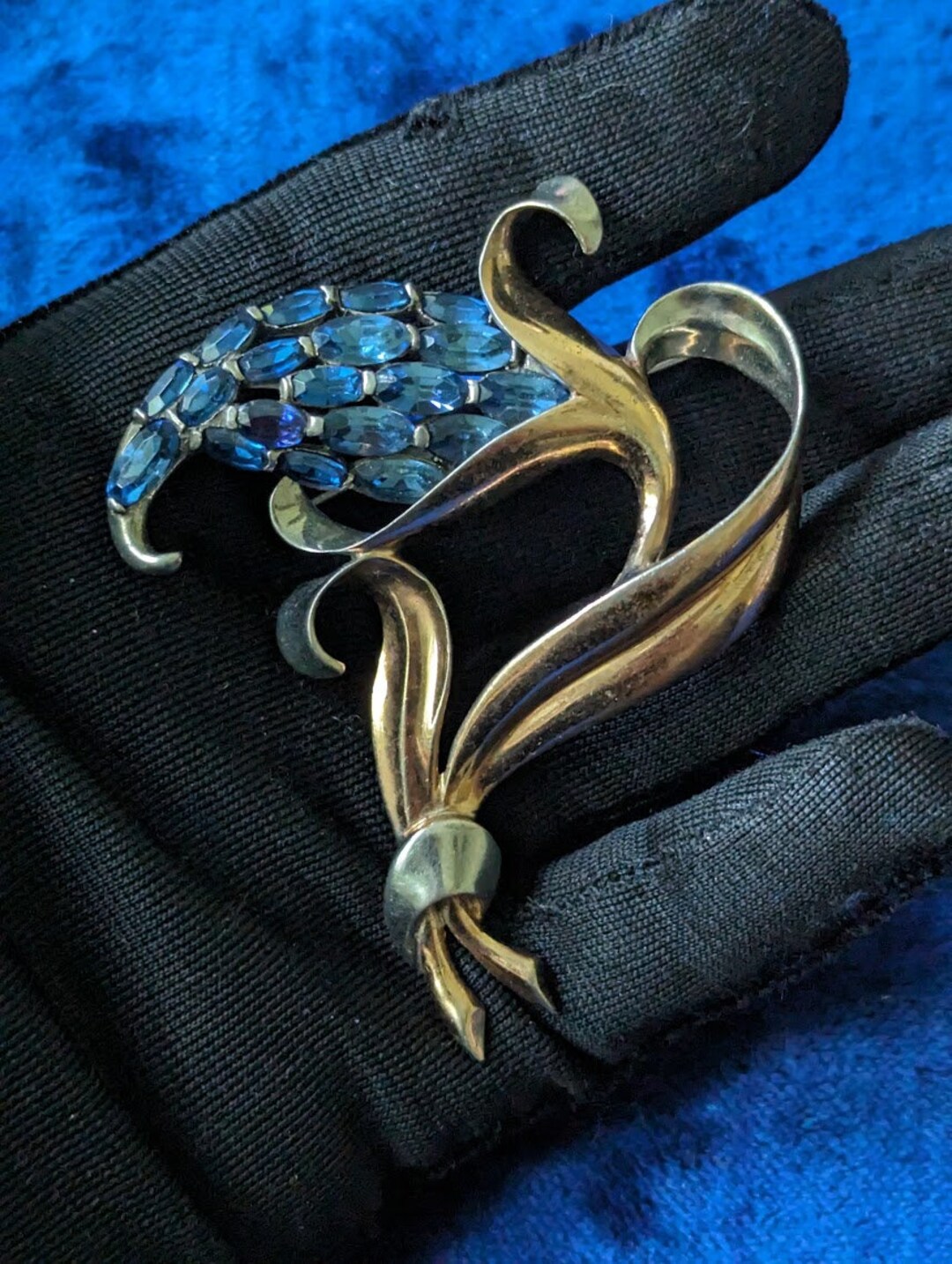 Marcel Boucher MB Phrygian Cap Sterling Vermeil Blue Rhinestone Vintage ...