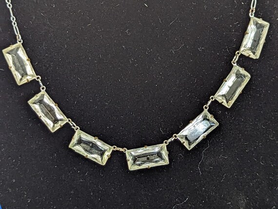 Antique Art Deco Open Back Rectangular Crystal Neckla… - Gem