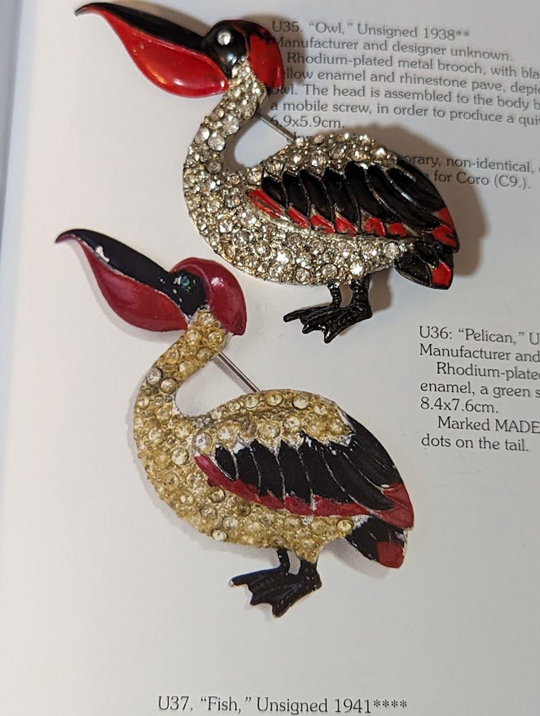 Book Piece Rare Vintage Fred Gray Pelican Brooch Pin - Etsy