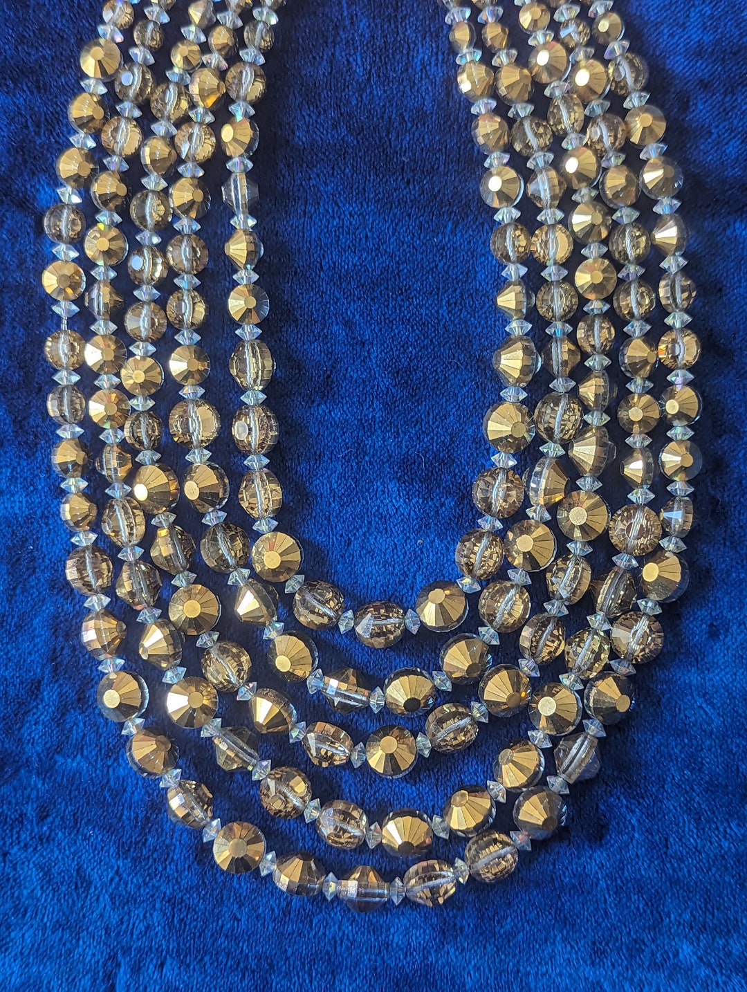 Vintage Hobe 5 Strand Crystal Bead Necklace - Etsy