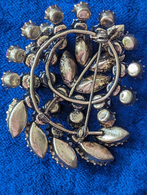 Vintage Austria Brooch Purple and Magenta Rhinestones - Gem