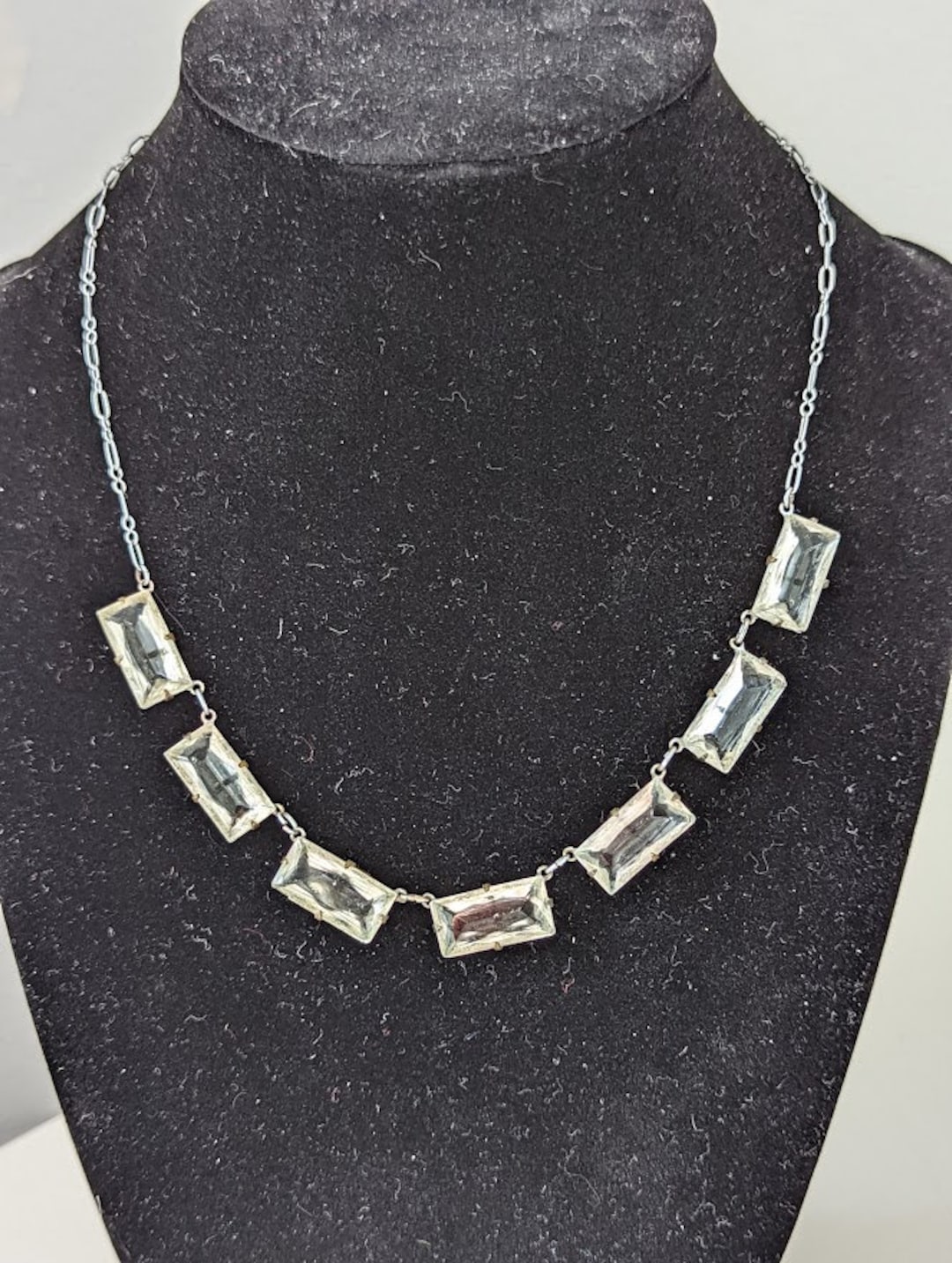 Antique Art Deco Open Back Rectangular Crystal Necklace - Etsy
