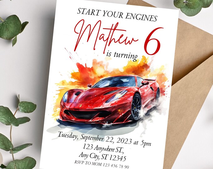 Editable Race Car Birthday Invitation: Canva Template (digital File) - Etsy
