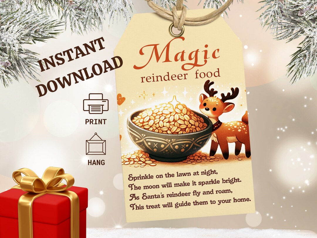 Magic Reindeer Food Tags Printable, Kids Christmas Hang Tag, Classroom ...