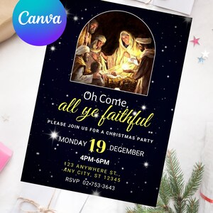 Nativity Christmas Invitation: Religious Church Party Invite (canva ...