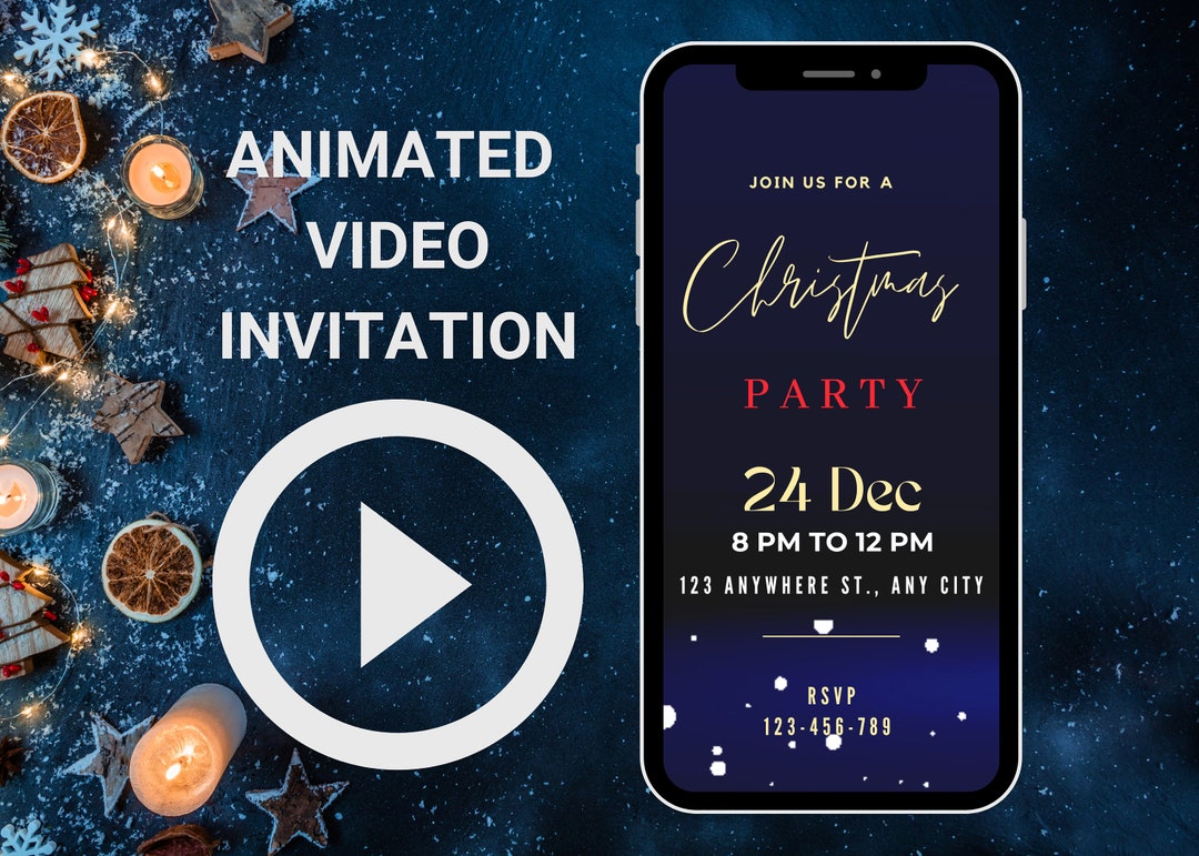 Christmas Party Video Invitation, Animated Annual Holiday Party Evite ...